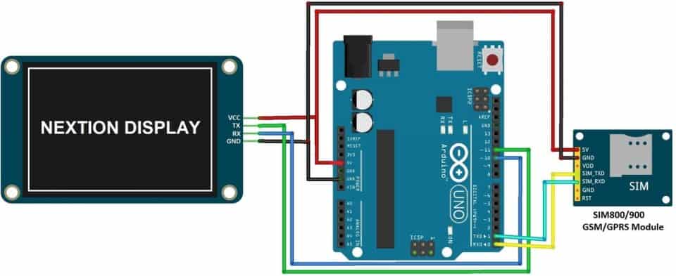 Nextion Display Based Mobile Phone using GSM & Arduino